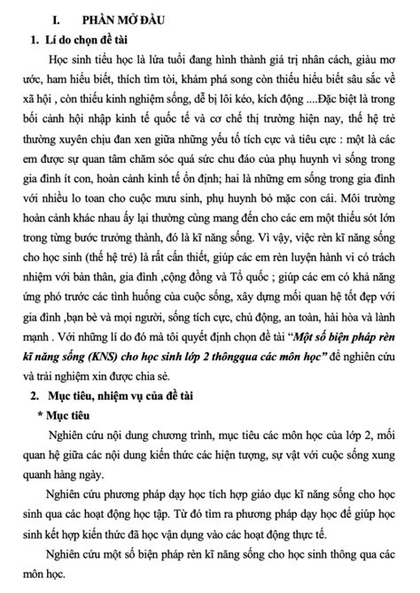 SKKN Một số biện pháp rèn kĩ năng sống KNS cho học sinh lớp 2 thông