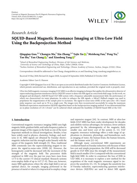 Pdf Squid Based Magnetic Resonance Imaging At Ultra Low Field Using The Backprojection Method