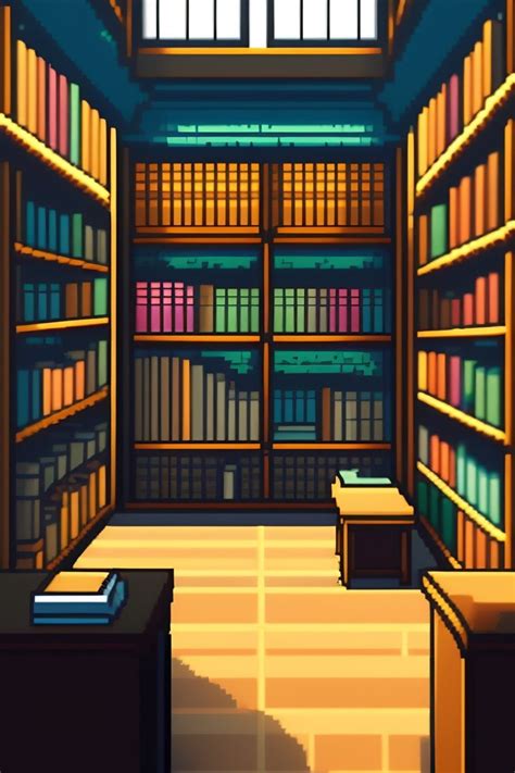 Pixel Art Of Library Interior Pixel Art Library Art Library
