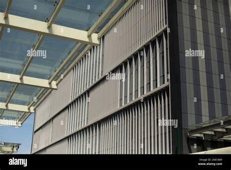 building is outside windows in building vertical lines in
