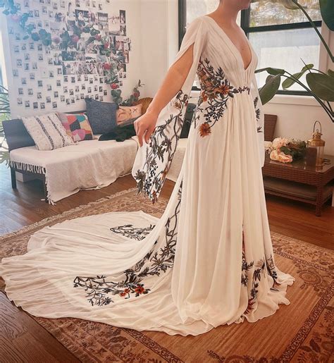 Ivory Embroidery Floral Dress Flower Embroidery White Dress Etsy