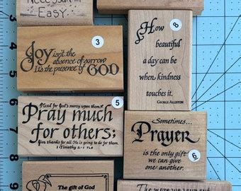 Verbiage Religious Faith God Card Sentiments Wood Mounted Rubber Stamps
