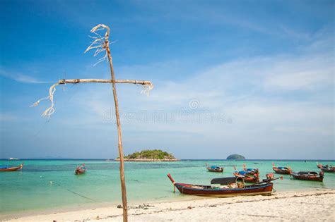 Aerial View Of Beautiful Beach Of Koh Lipe Against Blue Sky In Satun