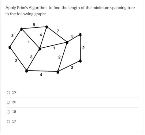 Apply Prims Algorithm To Find The Length Of The