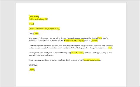 Business Contract Termination Letter Business Contract Termination
