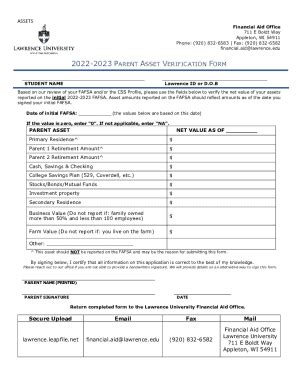 Fillable Online 2223 Parent Asset Verification Form Docx Fax Email