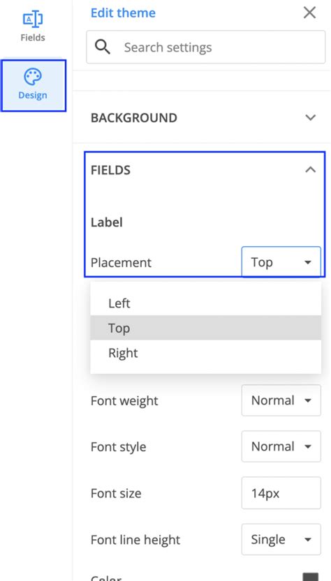 Help Place Label On Top Of Fields Formbuilder