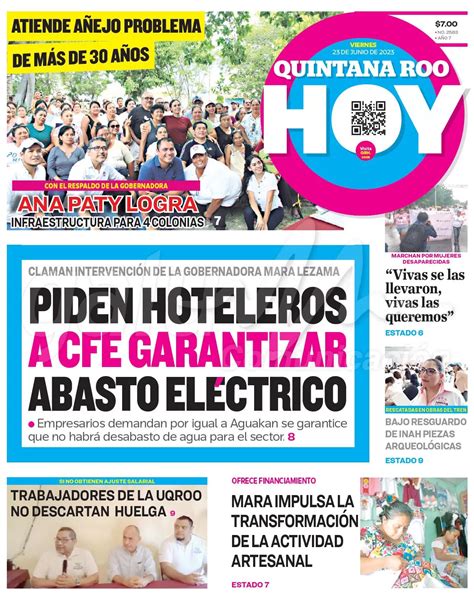 Portadas De Prensa En Quintana Roo 23 De Junio Del 2023