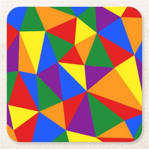 Polygon Rainbow Pattern Square Paper Coaster Zazzle Polygon Pattern