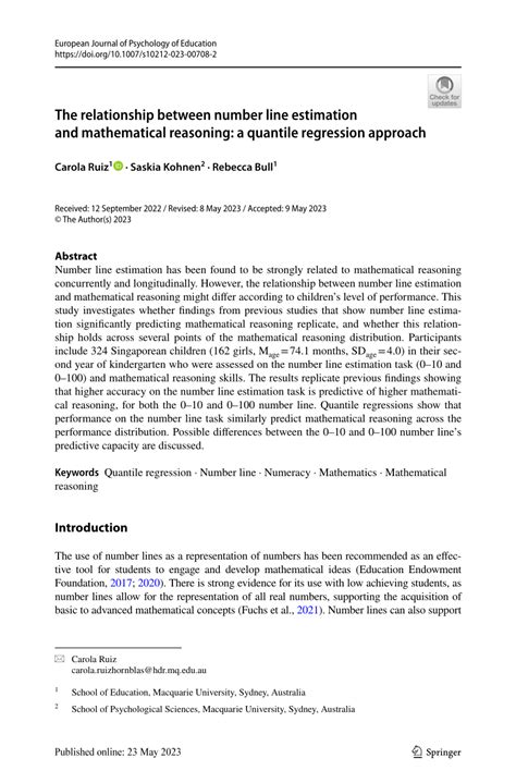 Pdf The Relationship Between Number Line Estimation And Mathematical