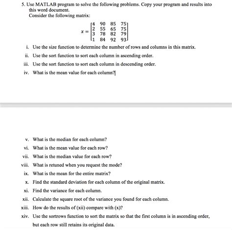 Solved 5 Use Matlab Program To Solve The Following