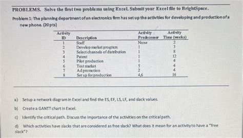 Solved Problems Solve The First Two Problems Using Excel