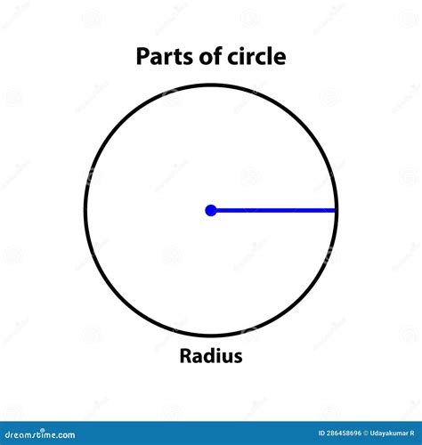 Part Of Circle Radius Highlight In Blue Color Line Stock Vector