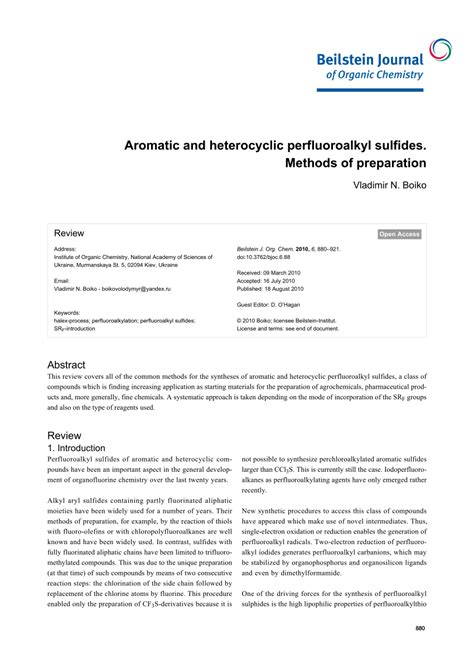 Pdf Aromatic And Heterocyclic Perfluoroalkyl Sulfides Methods Of
