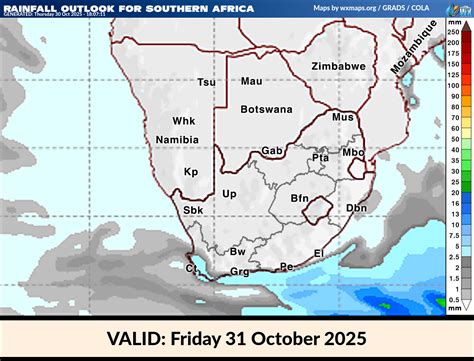 Sa Weather Rainfall Forecast Data Reenval Voorspelling Suid Afrika Maps