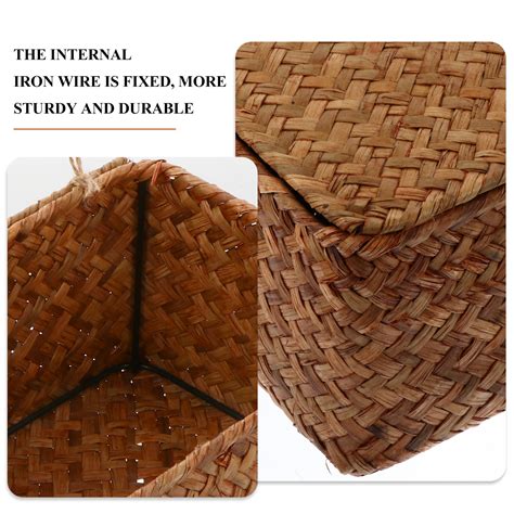 Hemoton 1pc Seaweed Storage Box Seagrass Storage Case Handmade Woven