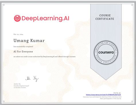 Umang Kumar On Linkedin 🎉 Excited To Share That I Have Successfully Completed The Ai For Everyone