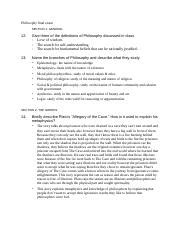 Study Guide Philosophy 101 Docx Philosophy Final Exam SECTION 1
