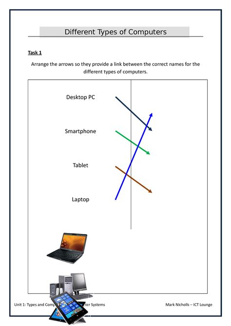 Types Of Computers Worksheet Different Types Of Computers Task 1 Arrange The Arrows So They