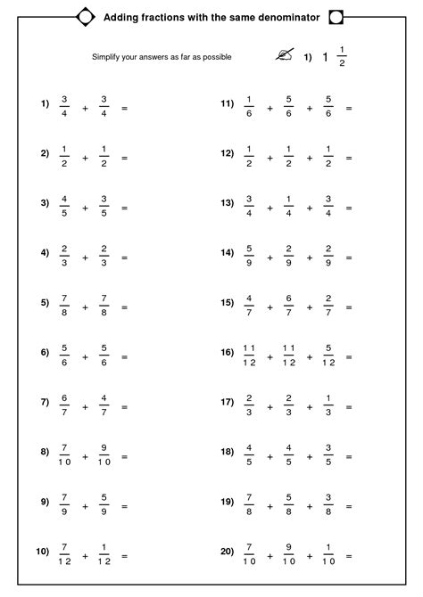 12 Best Images Of Worksheets Adding Fractions With Unlike Denominators