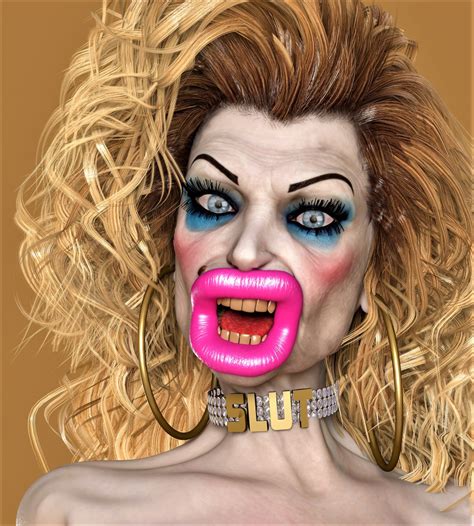 Rule 34 Big Lips Bimbo Blonde Blonde Hair Choker Eyelashes Eyeliner