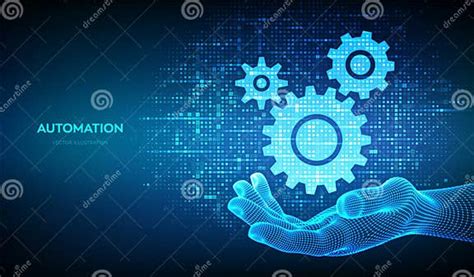 Automation And Iot Software Concept Gears Icons Made With Binary Code