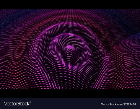 Particle 3d Wavy Ripple Effect Color Grid Surface Vector Image