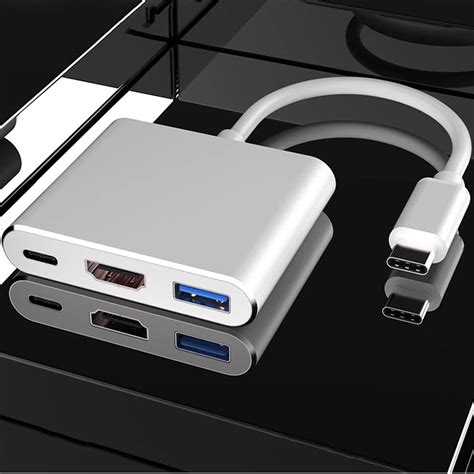 USB C To HDMI Adapter In Type C Hub Thunderbolt K Charging Port PD Digital TV For IOS