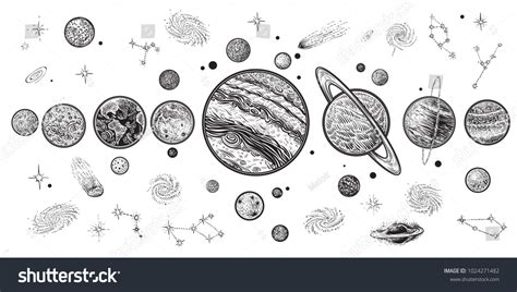 Planets Space Hand Drawn Vector Illustration Stock Vector Royalty Free