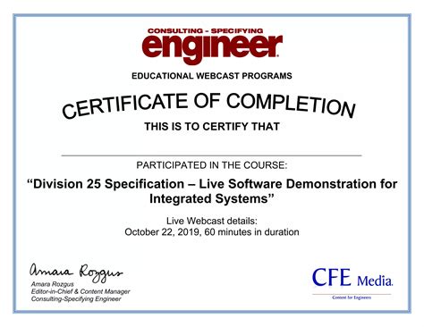 Certificate Of Completion Division 25 Specifications Online Course Ahmed Said Kotb Ppt