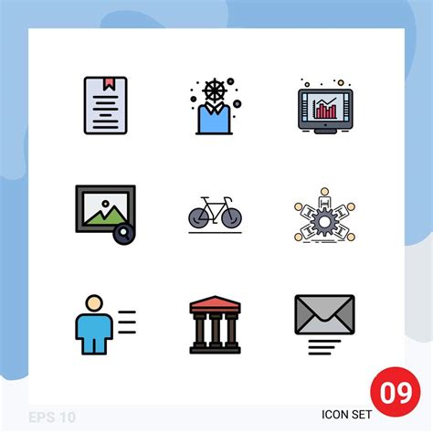 Mobile Interface Filledline Flat Color Set Of 9 Pictograms Of Movement