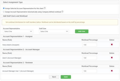 Setup Staff Assignment Workload Valuelink Software