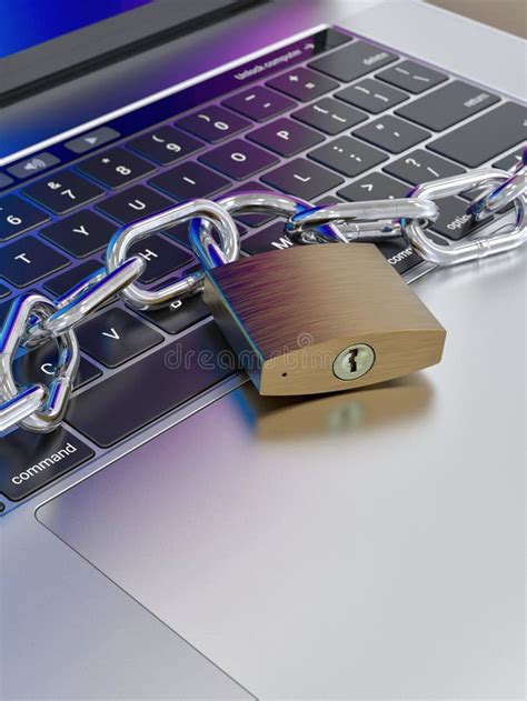 Computer Keyboard Locked With Padlock And Chain Security Stock Image Image Of Defense