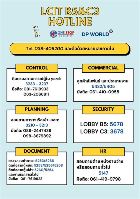 เรียน ผู้ใช้บริการท่า B5andc3 Lcit ท่าเรือแหลมฉบัง B5 And C3