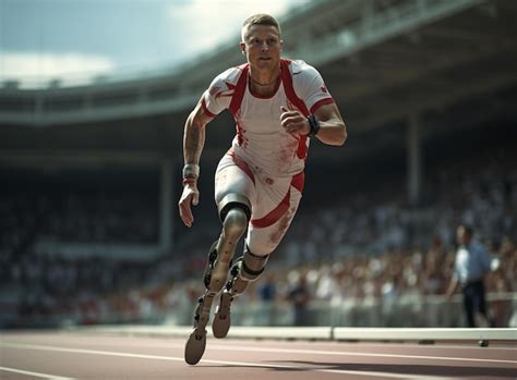 Premium Ai Image Amputee Athlete Participates In A Race Man With