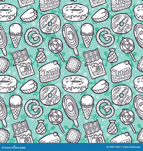 Doodle Sweets Pattern Stock Vector Illustration Of Cream 49871420