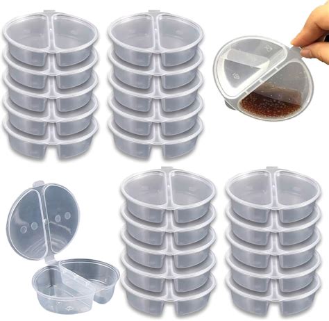 Double Condiment Containers With Lids Double Compartment