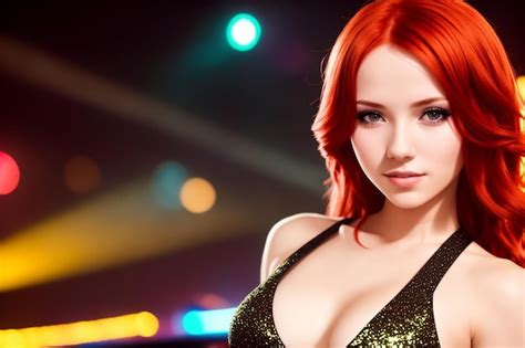 Premium Ai Image Beautiful Sexy Girl In A Tight Shiny Dress In A