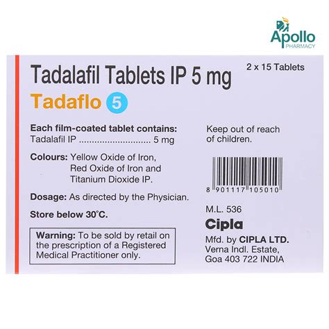 Tadaflo 5 Tablet 15 S Price Uses Side Effects Composition Apollo