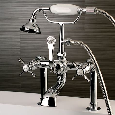 Kingston Brass Essex Polished Chrome 3 Handle Deck Mount Roman Low Arc