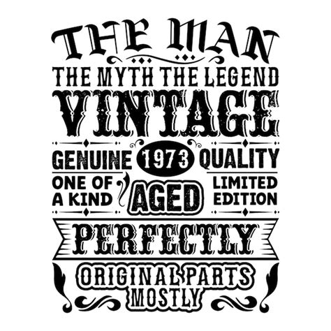 Premium Vector The Man The Myth The Legend Vintage Genuine 1973 Quality
