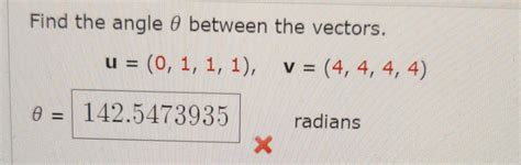 Solved Find The Angle Theta Between The Vectors
