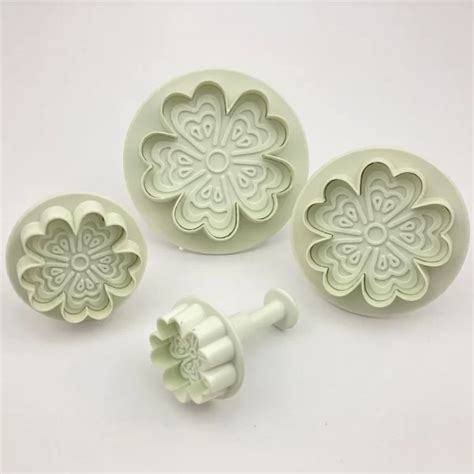 4 Moldes Flor 5 Hojas Con Eyector BioAlei