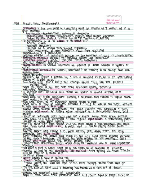 Lecture Notes Consciousness Studocu