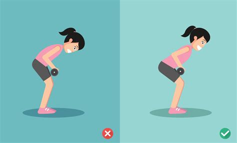 Woman Wrong And Right Bent Over Row Posturevector Illustration 3240317