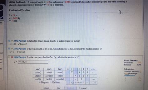 solved 11 problem 8 a string of length z 21 m and mass