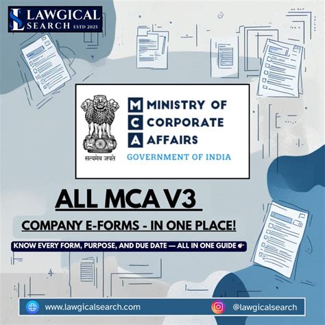 MCA V3 Company E Forms List 2025 Complete Lot 1 Lot 2 Lot 3 Forms With Purpose And Due