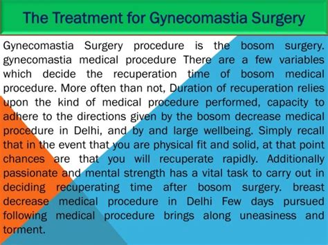 Ppt Gynecomastia Surgery Procedure Recovery Cost Powerpoint