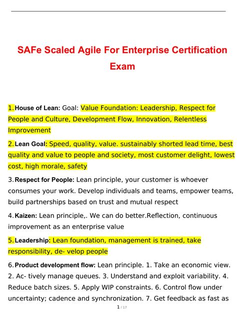 Safe Scaled Agile For Enterprise Certification Exam 2022 With Complete Solution Safe Scaled