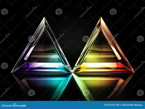 Pyramid With Refraction Light And Holographic Effect On Dark Background Stock Illustration